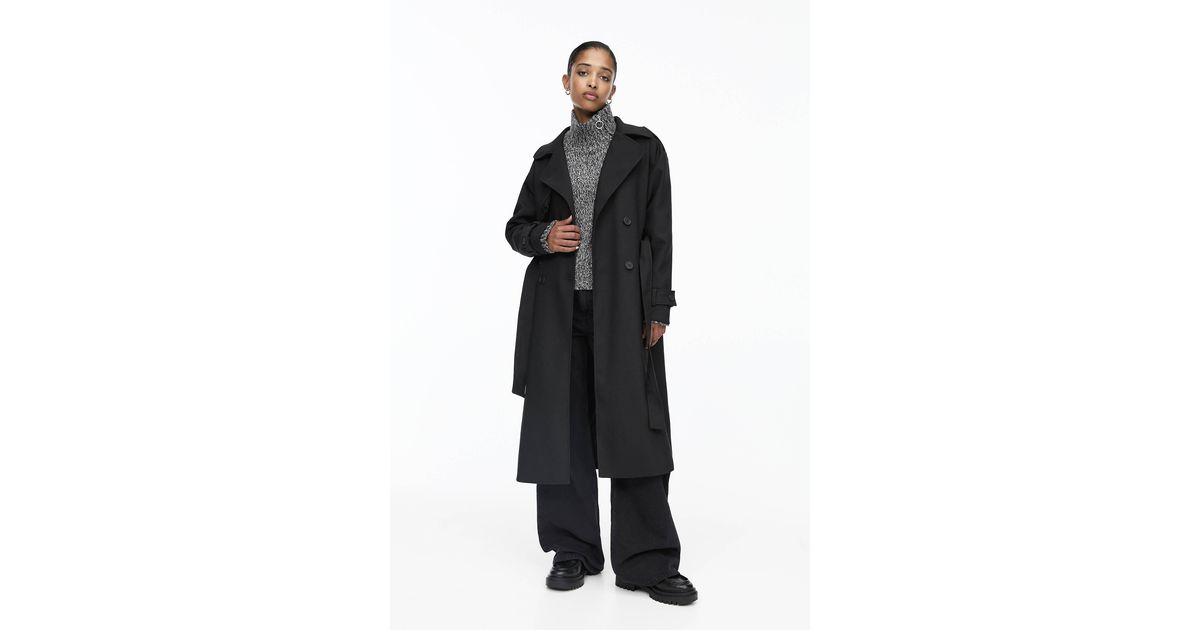 Pull&Bear Trench Coat With Belt in Black | Lyst UK