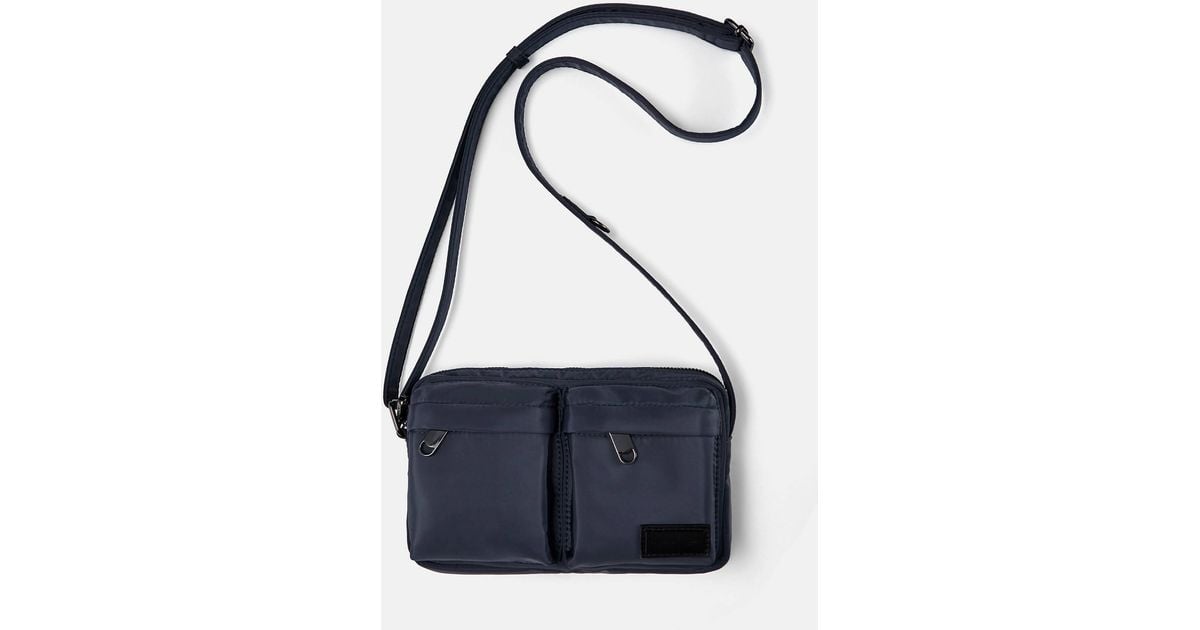Pull&Bear Nylon-Effect Crossbody Bag With Pockets in Blue for Men | Lyst UK