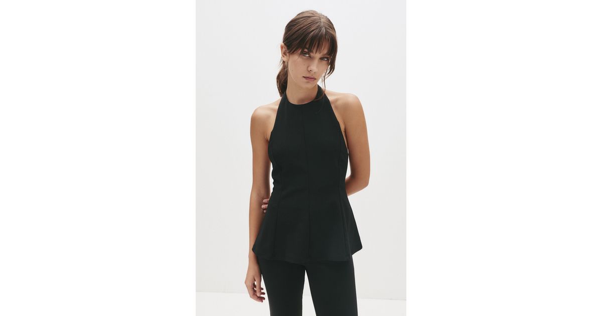 Pull&Bear Halter Top With Peplum Detail in Black | Lyst UK