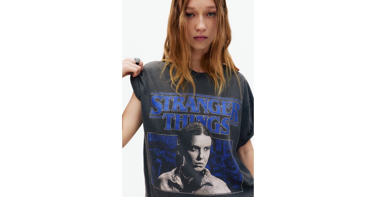 Pull&Bear Stranger Things Eleven T-Shirt in Blue | Lyst UK