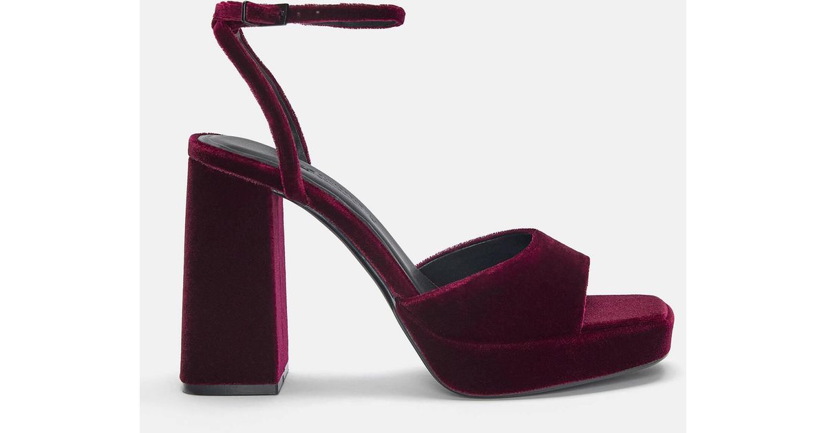 Pull&Bear Velvet Platform High-Heel Sandals | Lyst UK