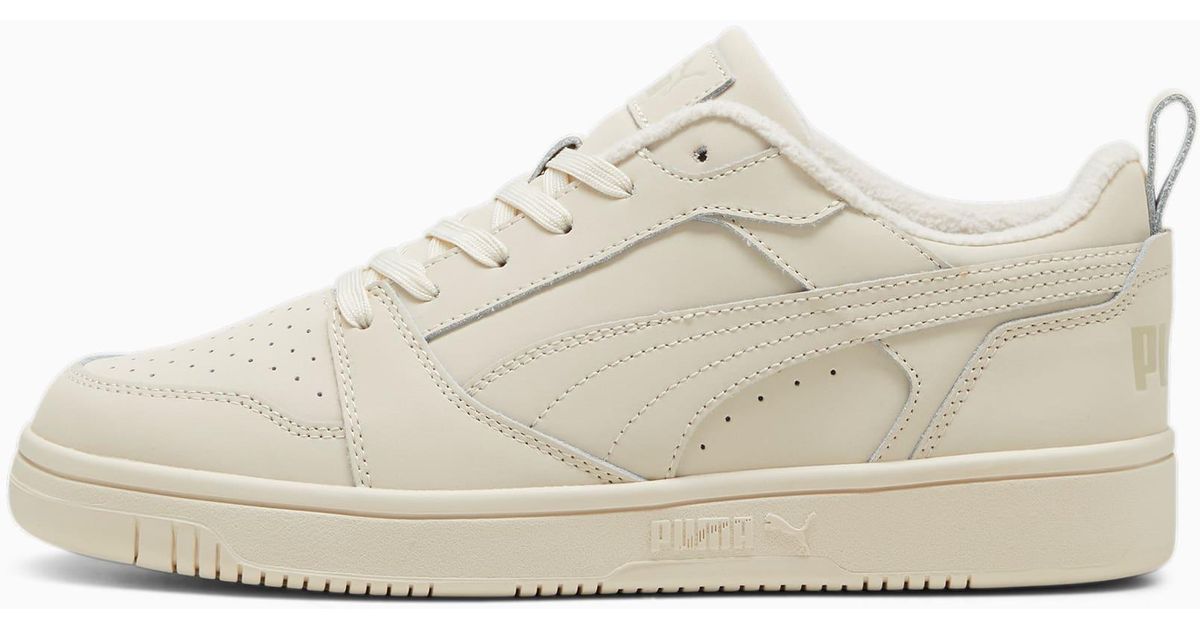 PUMA Rebound V6 Low Nubuck Sneakers Alpine Snow/Desert Dust in White ...