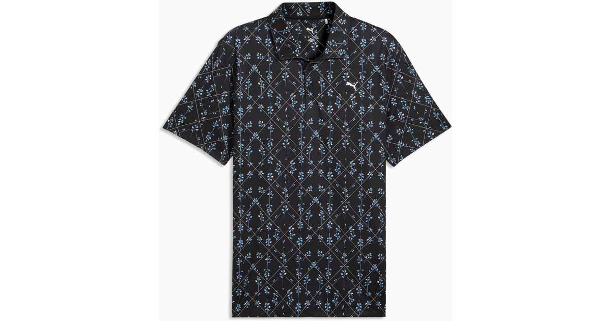 PUMA Cloudspun Argyle Bloom Golf Polo Shirt /Rose Blossom in Black for ...