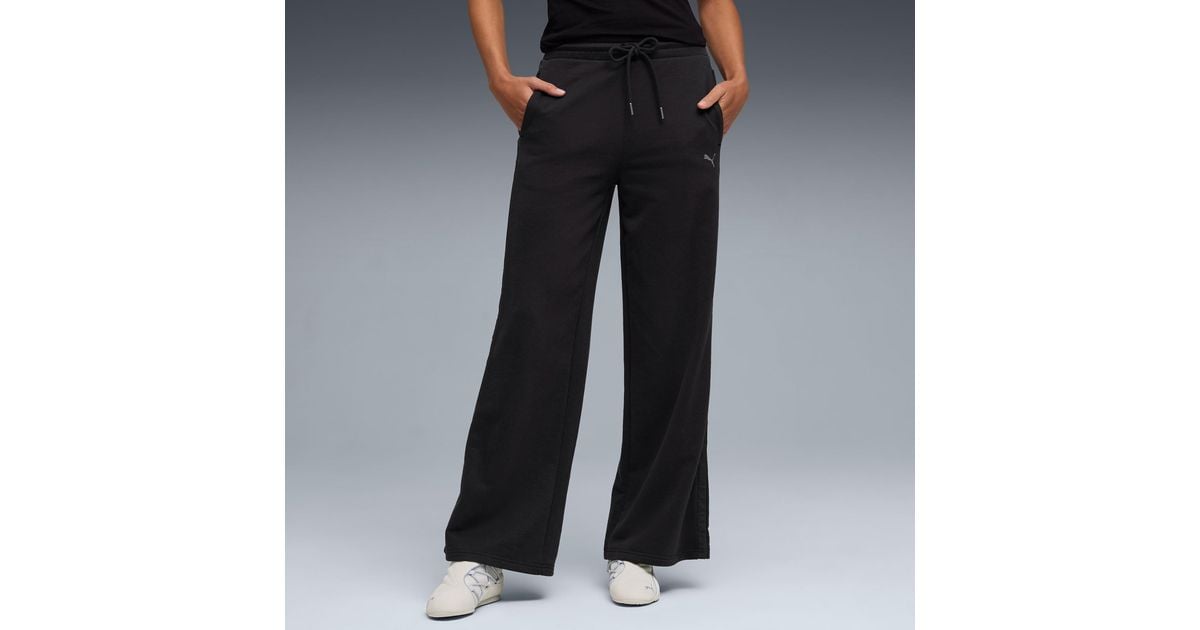 PUMA Her High-Waist Wide-Leg Pants in Black | Lyst UK