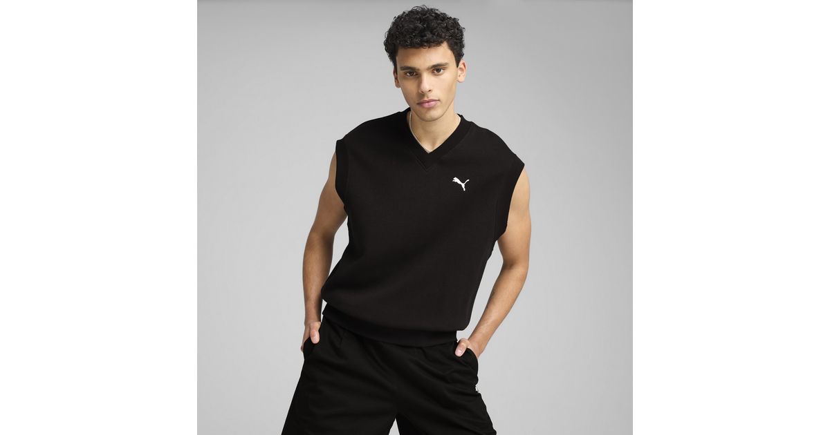 PUMA Wardrobe Essentials Relaxed Vest in Black for Men | Lyst