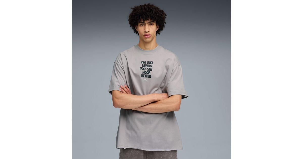 PUMA Hoopocalypse Basketball Tee Ii Echo in Grey | Lyst UK