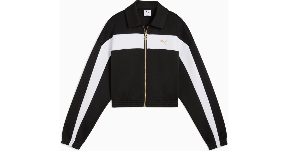 PUMA Relaxed Crop Track Jacket in Black | Lyst UK