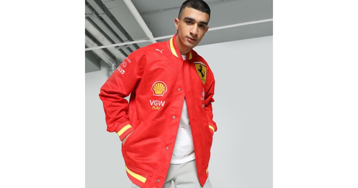 PUMA Scuderia Ferrari Team Varsity Jacket in Red for Men | Lyst