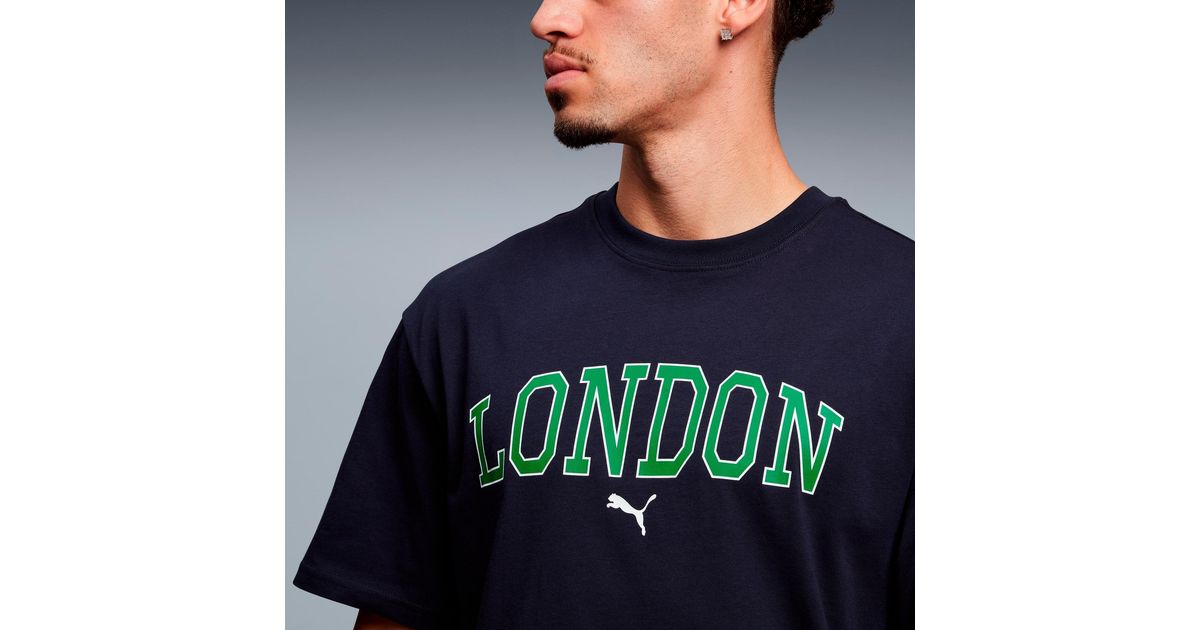 PUMA Graphic Varsity Ldn Tee Shirt Dark in Blue | Lyst UK