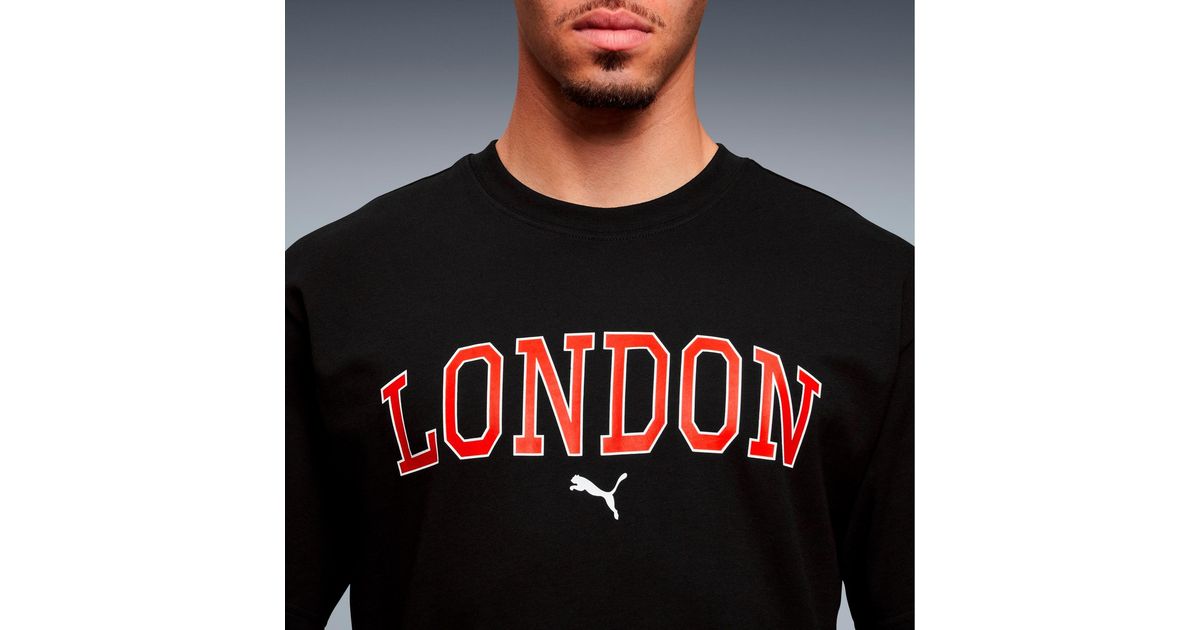 PUMA Graphic Varsity Ldn Tee Shirt in Black | Lyst UK