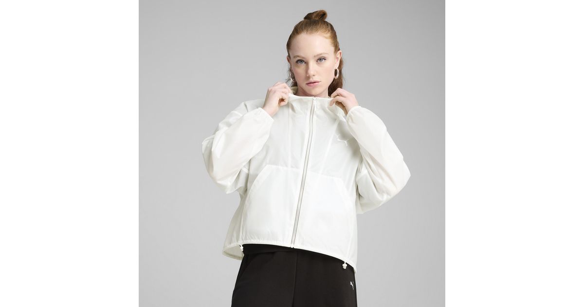 PUMA Wardrobe Essentials Oversized Wind Jacket in White | Lyst