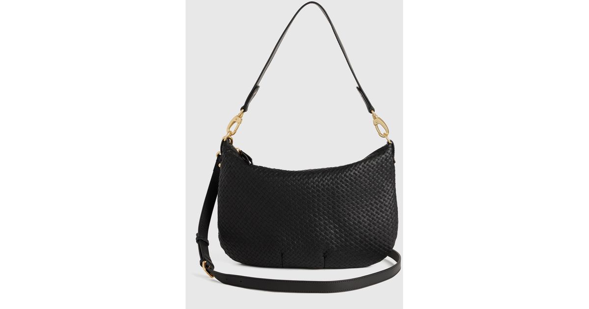 Quince Italian Leather Convertible Crescent Handwoven Shoulder Bag in ...