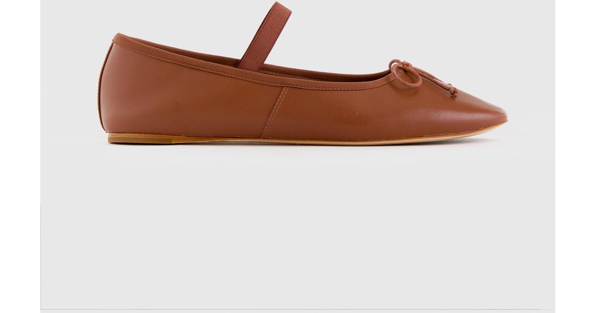 Quince Italian Leather Mary-Jane Ballet Flat in Brown | Lyst