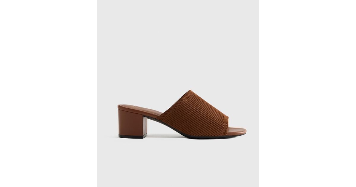 Quince Italian Leather & Eco Knit Heeled Mule in Brown | Lyst