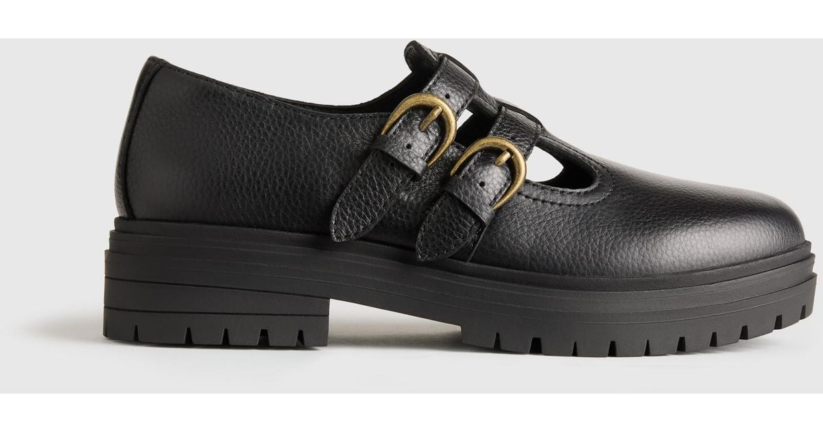 Quince Italian Leather Lug Sole Mary Jane in Black | Lyst