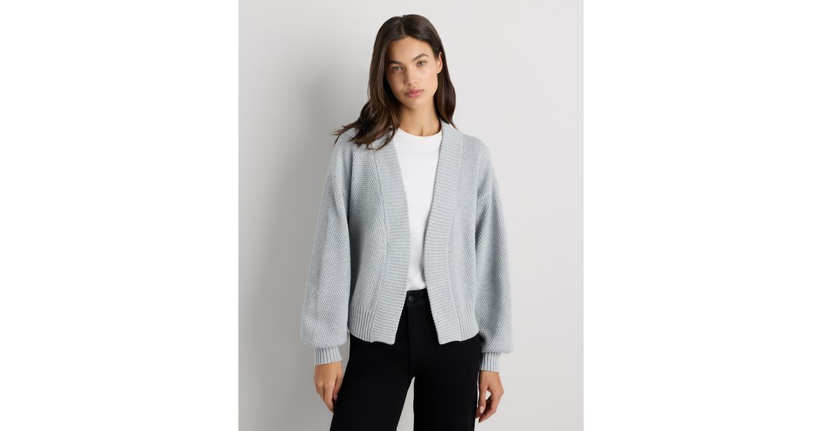 Quince Waffle Stitch Open Cardigan, Organic Cotton in Gray | Lyst