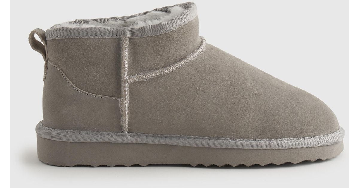 Quince Australian Shearling Mini Boot, Suede Leather in Gray | Lyst