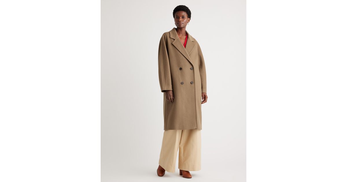 Quince Italian Wool Double-Breasted Slouch Coat in Natural | Lyst