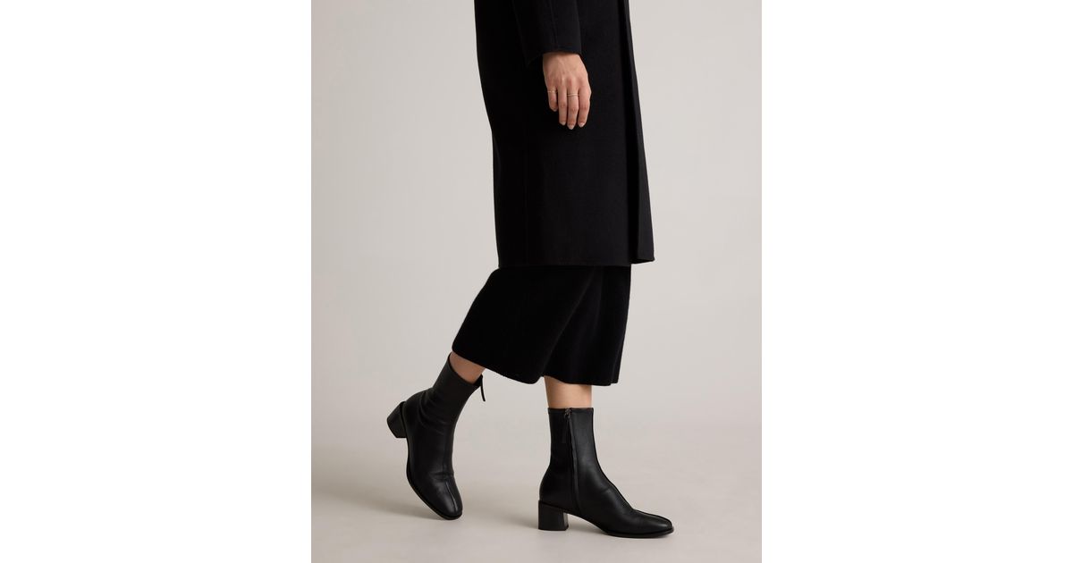 Quince Italian Leather Stretch Sock Bootie in Black | Lyst