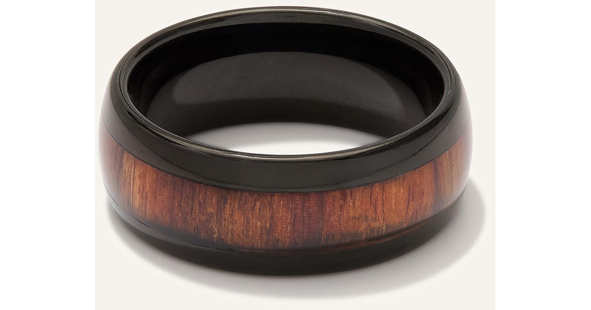 Quince Tungsten Carbide Wood Inlay Band Rings in Black | Lyst