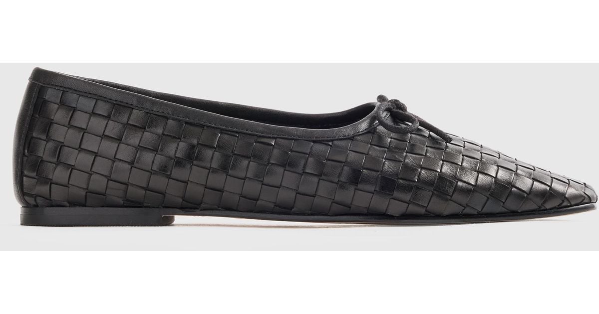 Quince Italian Leather Handwoven Square Toe Ballet Flat in White | Lyst