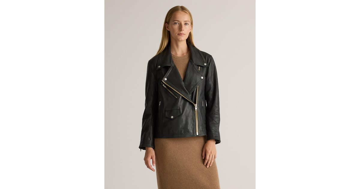 Quince Oversized Biker Jacket, Leather in Black | Lyst