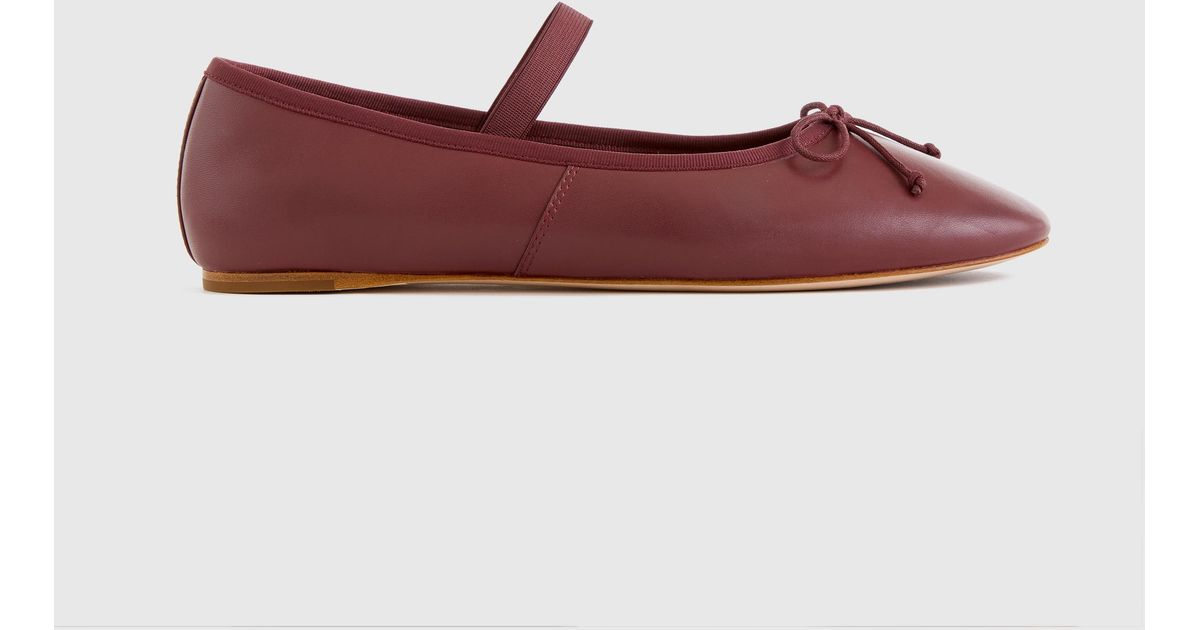 Quince Italian Leather Mary-Jane Ballet Flat in Red | Lyst