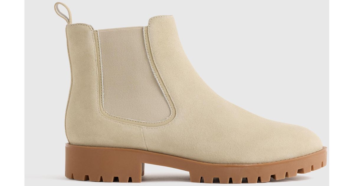 Quince Italian Suede Lug Sole Chelsea Boot, Suede Leather in Natural | Lyst