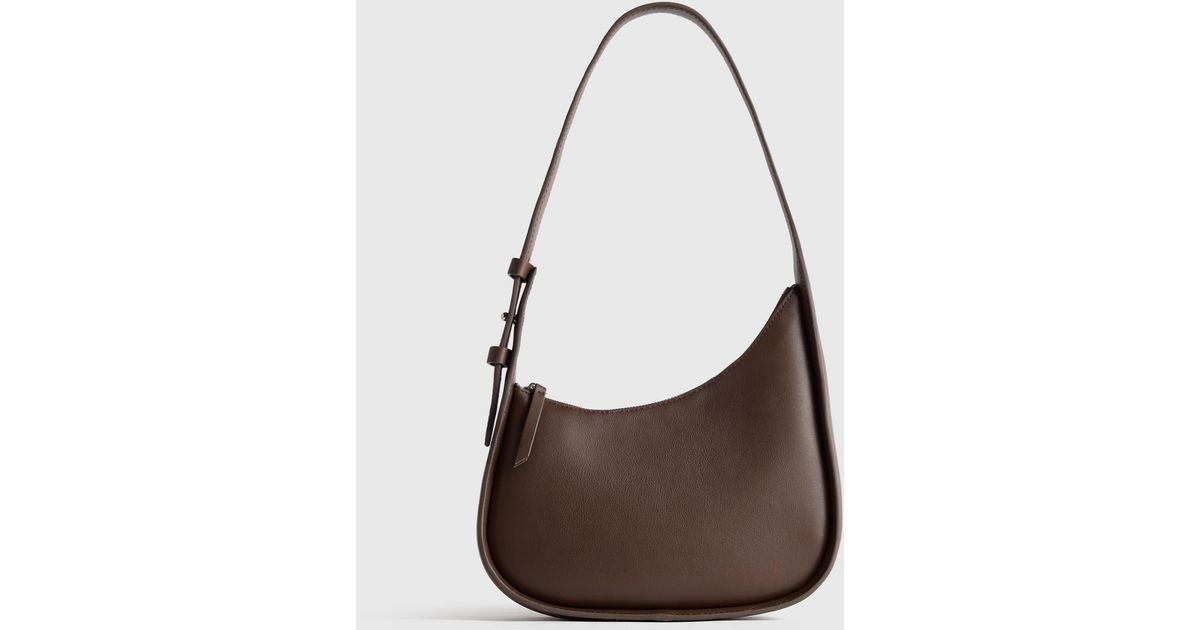Quince Italian Leather Asymmetrical Mini Shoulder Bag in Brown | Lyst