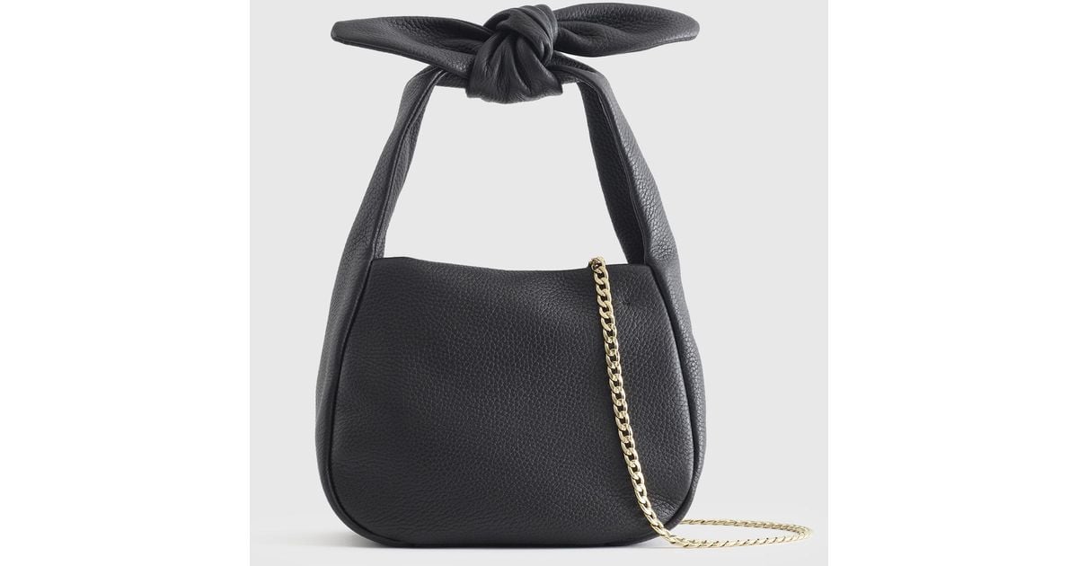 Quince Italian Leather Mini Bow Bag in Black | Lyst