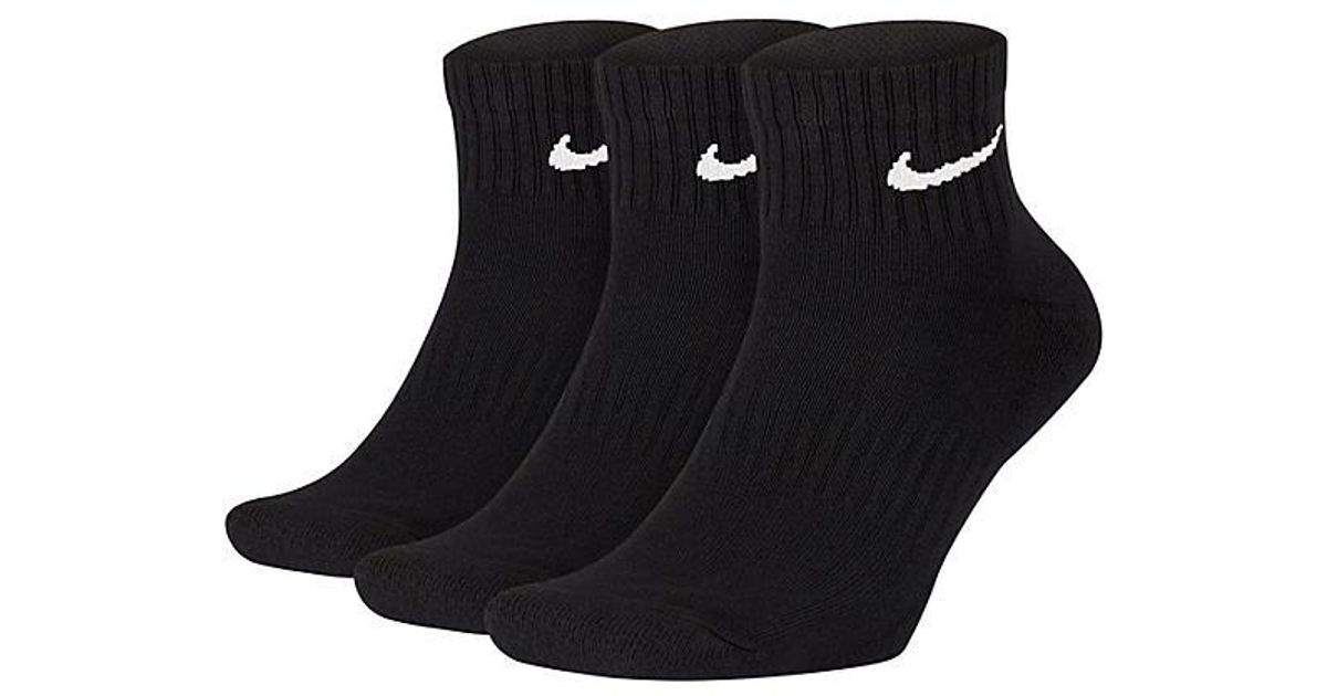 Nike Extra Large Quarter Socks 3 Pairs in Black for Men | Lyst