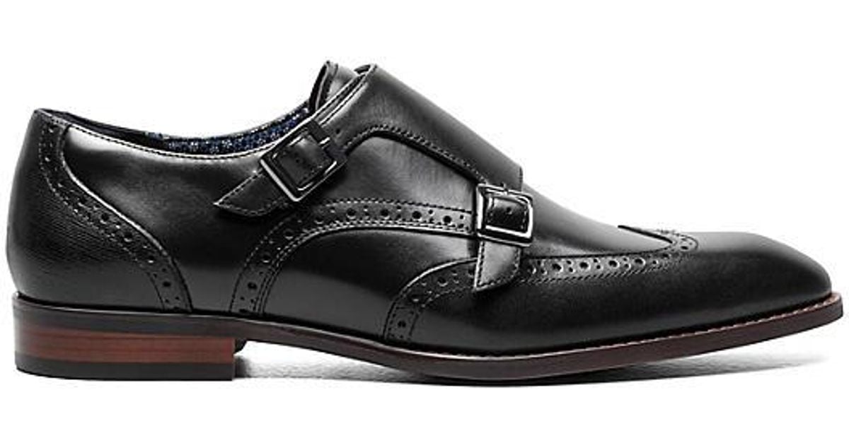 Stacy Adams Karson Wingtip Double Monk Strap in Black for Men | Lyst