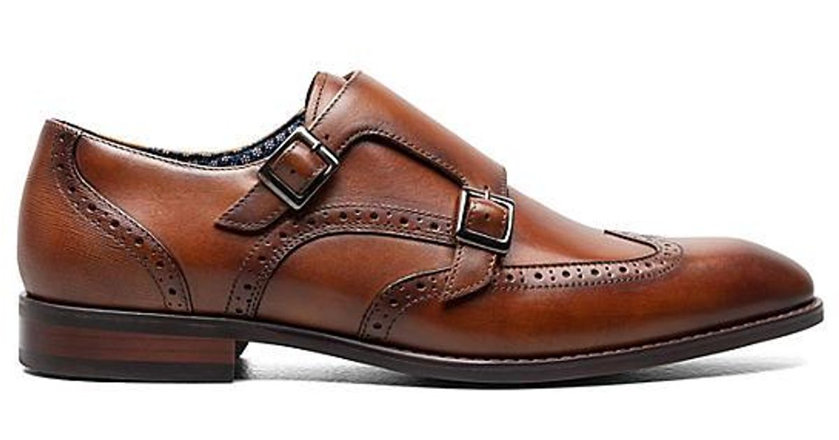 Stacy Adams Karson Wingtip Double Monk Strap in Brown for Men | Lyst