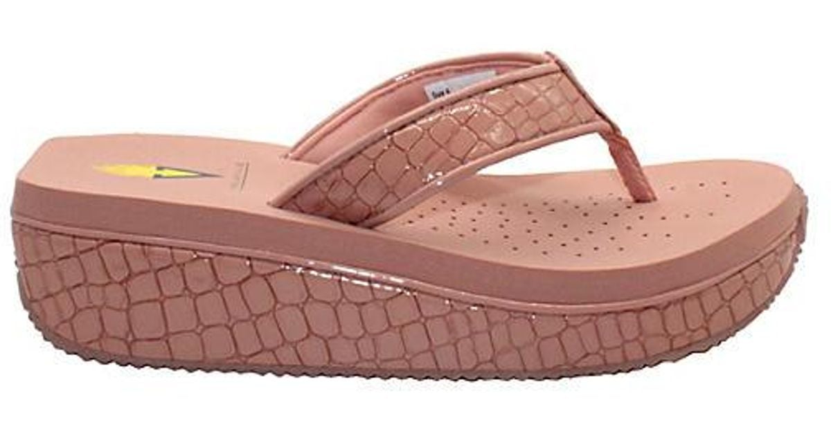 Volatile Mini Croco Flip Flop Wedge | Lyst