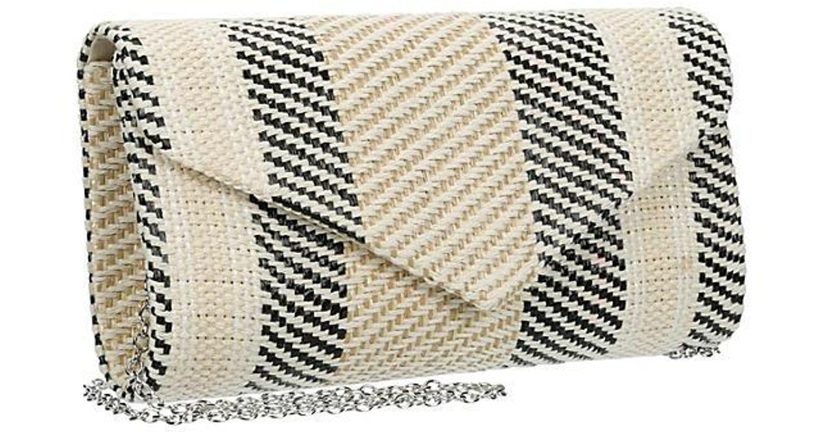 Dmargeaux Stripe Straw Clutch in Black | Lyst