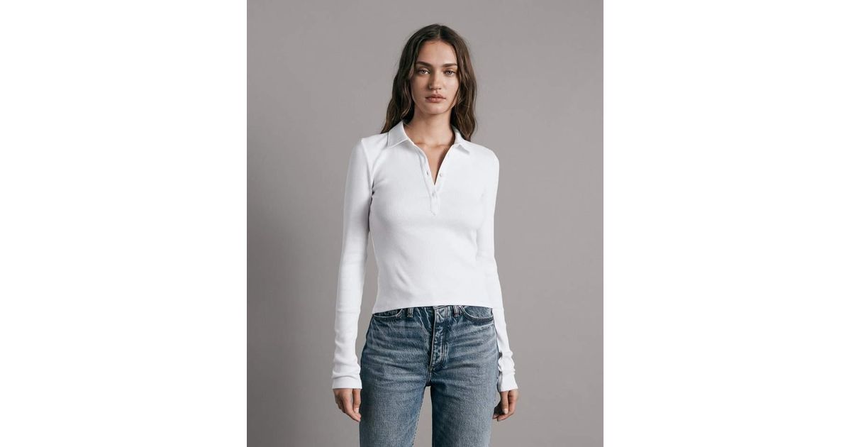 Rag & Bone The Essential Rib Polo T-Shirts in Gray | Lyst