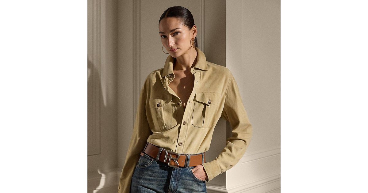 Ralph Lauren Ralph Lauren Landry Lamb-Suede Shirt in Natural | Lyst