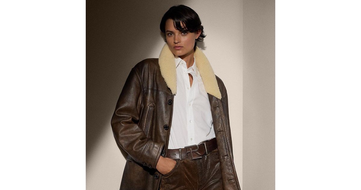 Ralph Lauren Cooper Shearling & Calfskin Ranch Coat in Brown | Lyst