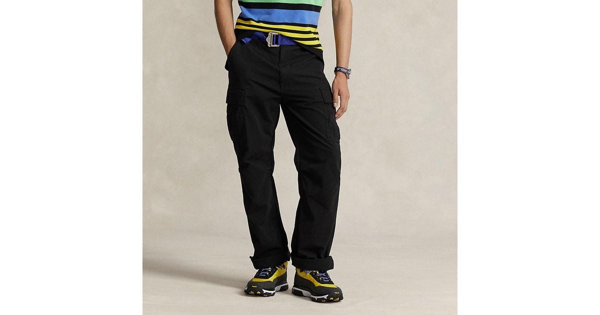 Polo Ralph Lauren Burroughs Relaxed Fit Ripstop Cargo Trouser in Black ...