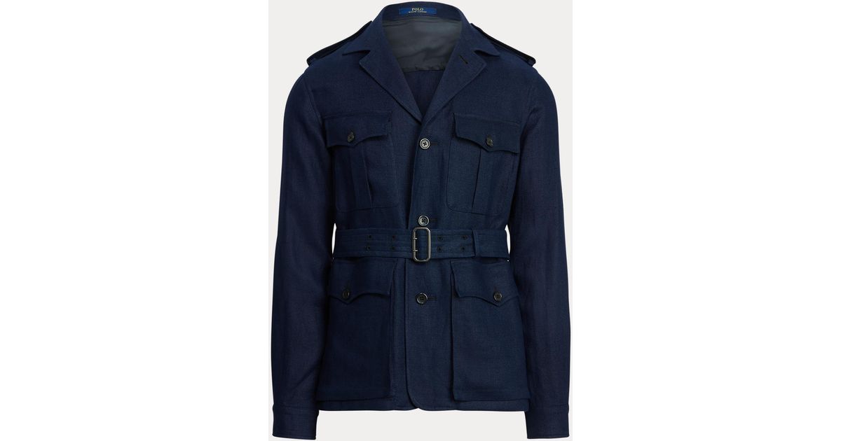 Polo Ralph Lauren Linen Safari Jacket in Blue for Men | Lyst UK