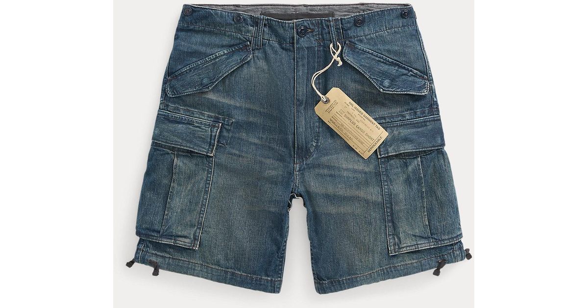 RRL Ralph Lauren Regiment Sedgwick Denim Cargo Short in Blue for Men | Lyst