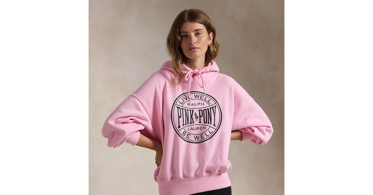 Ralph Lauren Pink Pony Logo Fleece Hoodie | Lyst