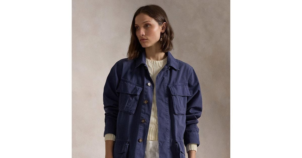 Ralph Lauren Cotton Canvas Utility Jacket in Blue | Lyst