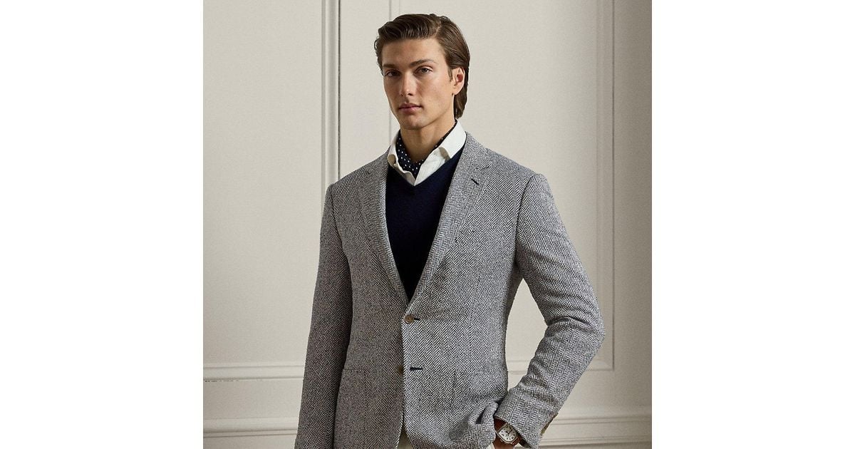 Ralph Lauren Kent Hand-Tailored Herringbone Jacket in Gray for Men | Lyst