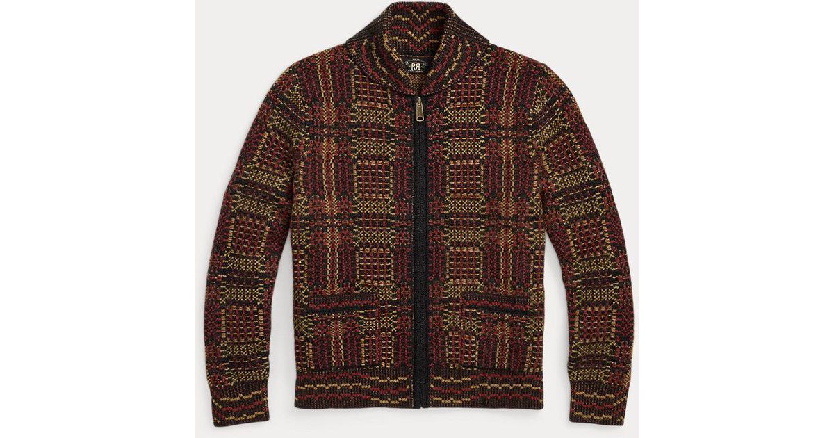 Ralph Lauren Ralph Lauren Wool Jacquard Full-Zip Cardigan in Brown for ...