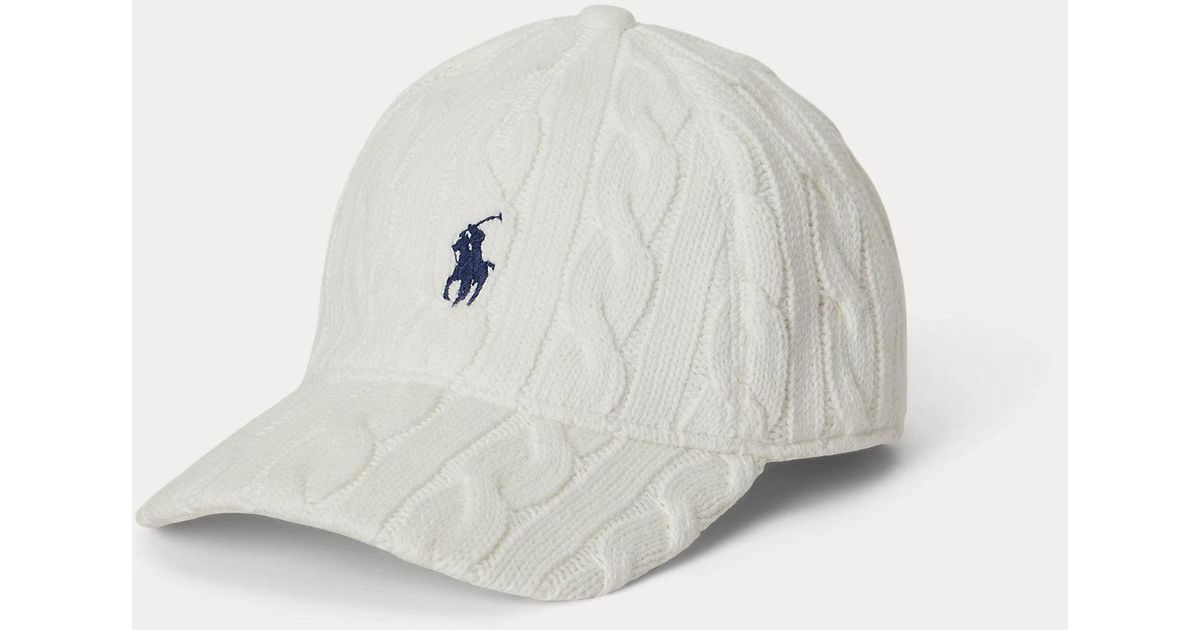 Polo Ralph Lauren Cable-Knit Cotton Ball Cap in White for Men | Lyst