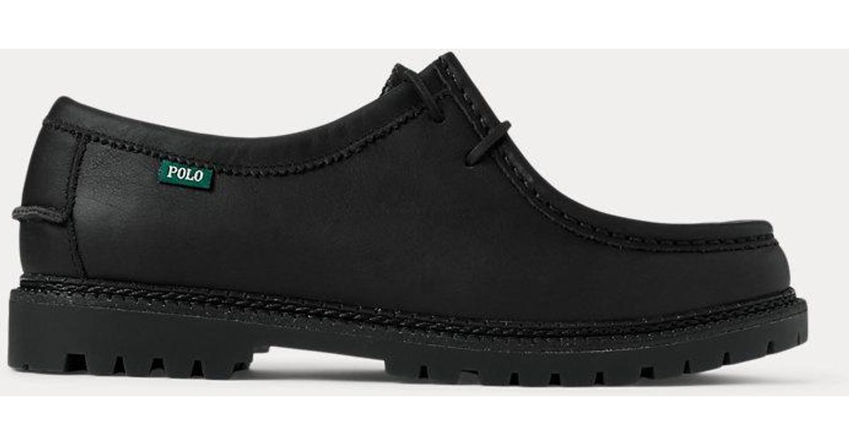 Polo Ralph Lauren Jett Lug-Sole Leather Moc-Toe Shoe in Black for Men ...