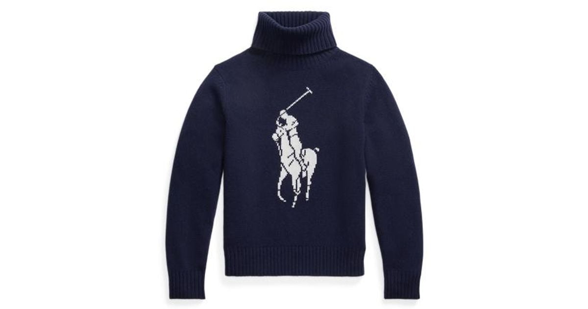 Polo Ralph Lauren Big Pony Wool-cashmere Roll Neck in Blue | Lyst UK