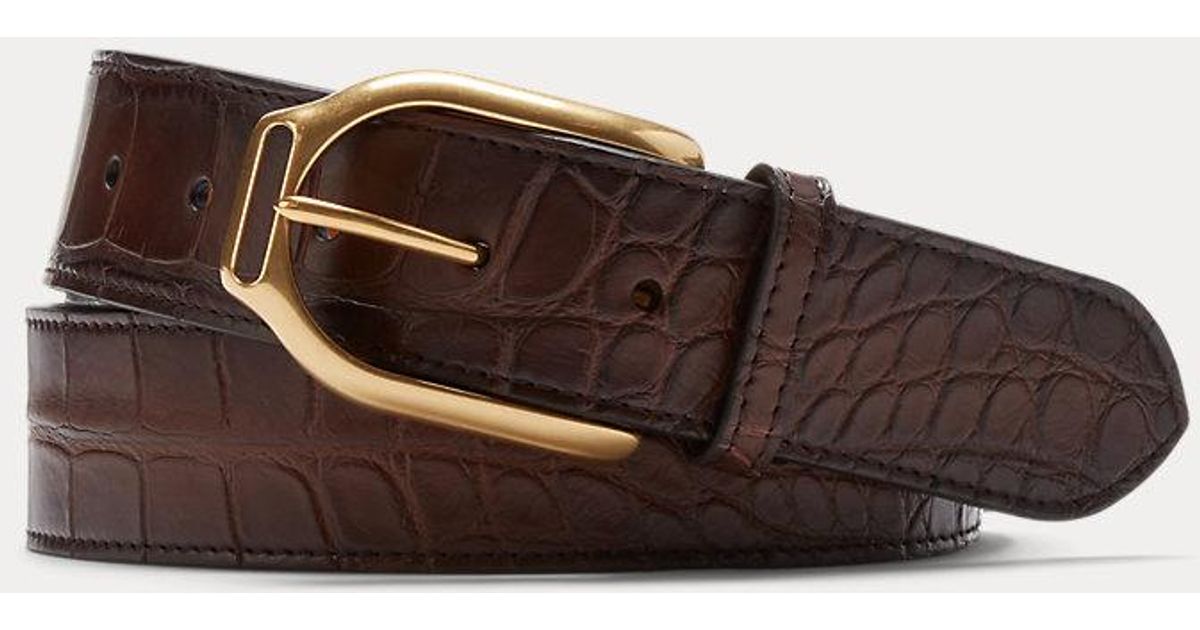 Ralph Lauren Ralph Lauren Welington Stirrup-Buckle Alligator Belt in ...