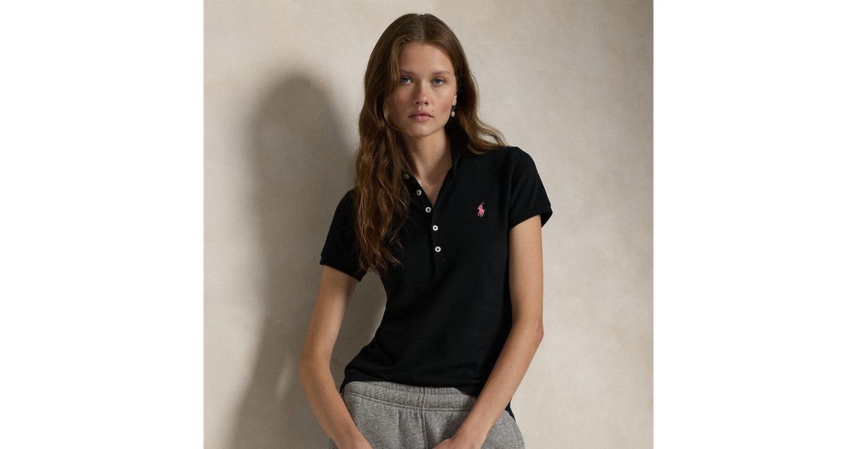 Polo Ralph Lauren Pony Slim Fit Stretch Polo Shirt in Black | Lyst